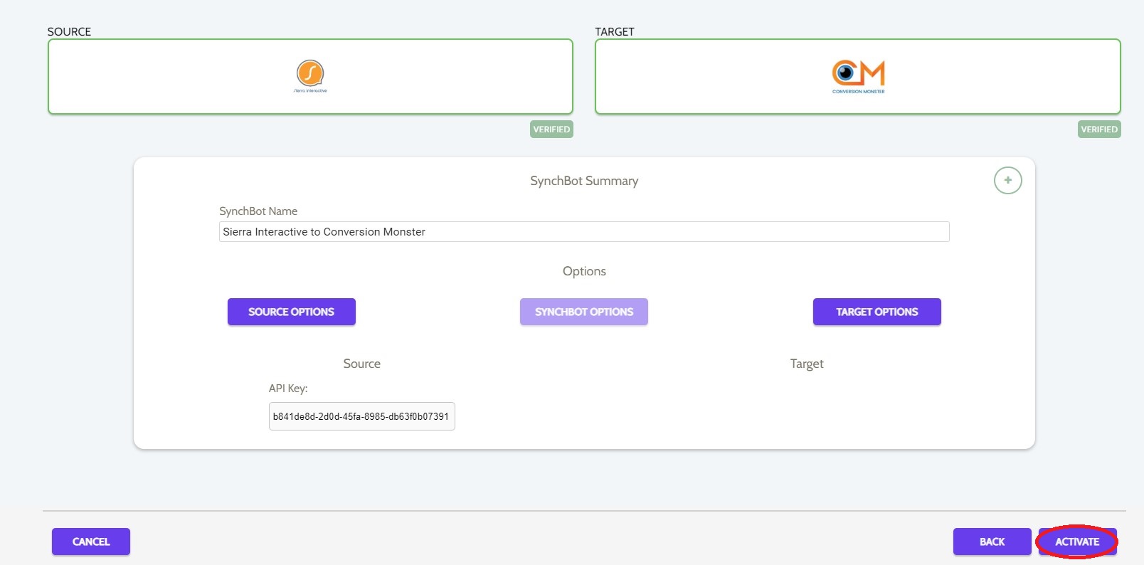 Setup: Sierra Interactive to Conversion Monster Integration